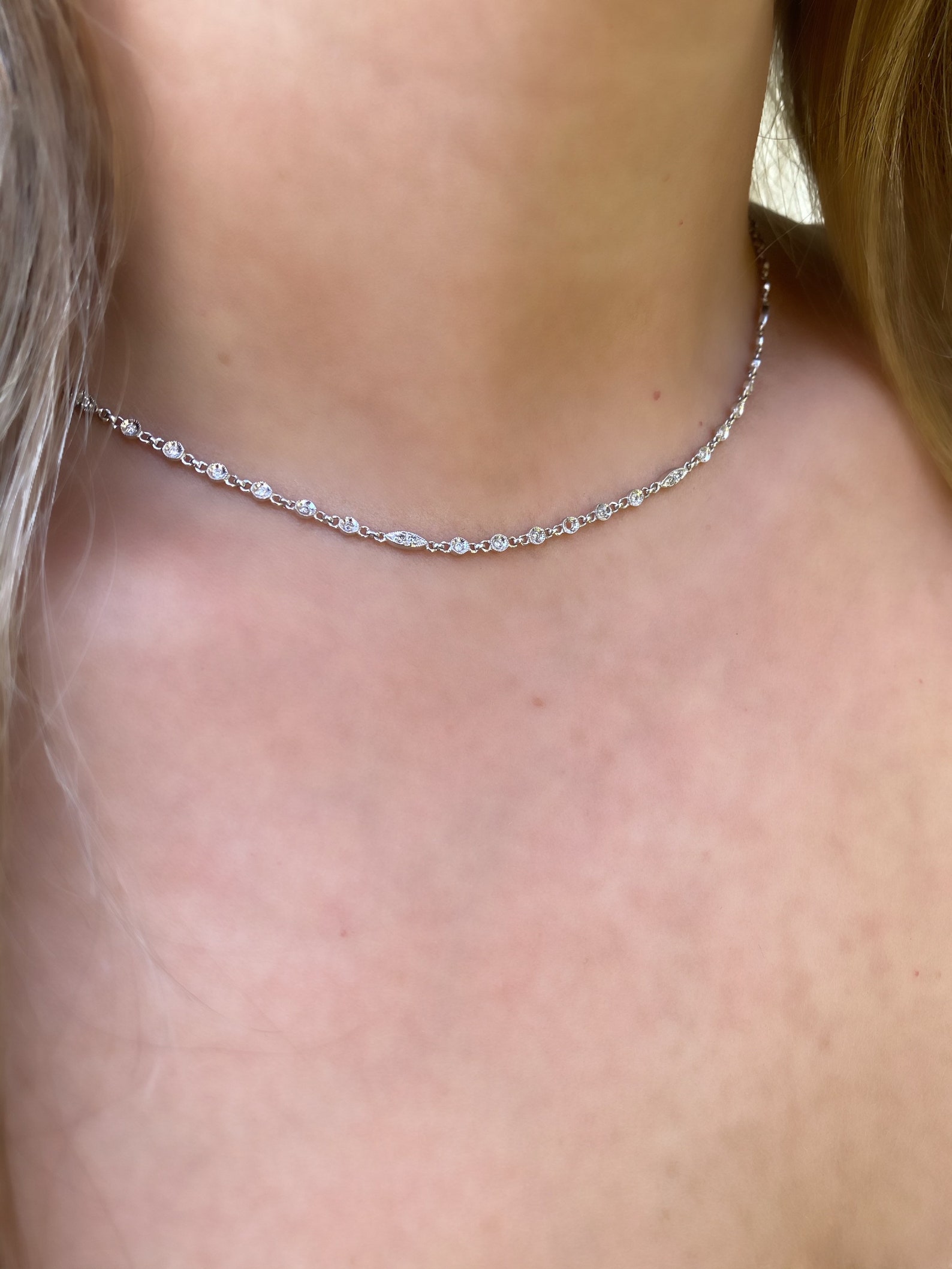 Art Deco White Gold Diamond Choker Chain. Diamond Chains. - Etsy
