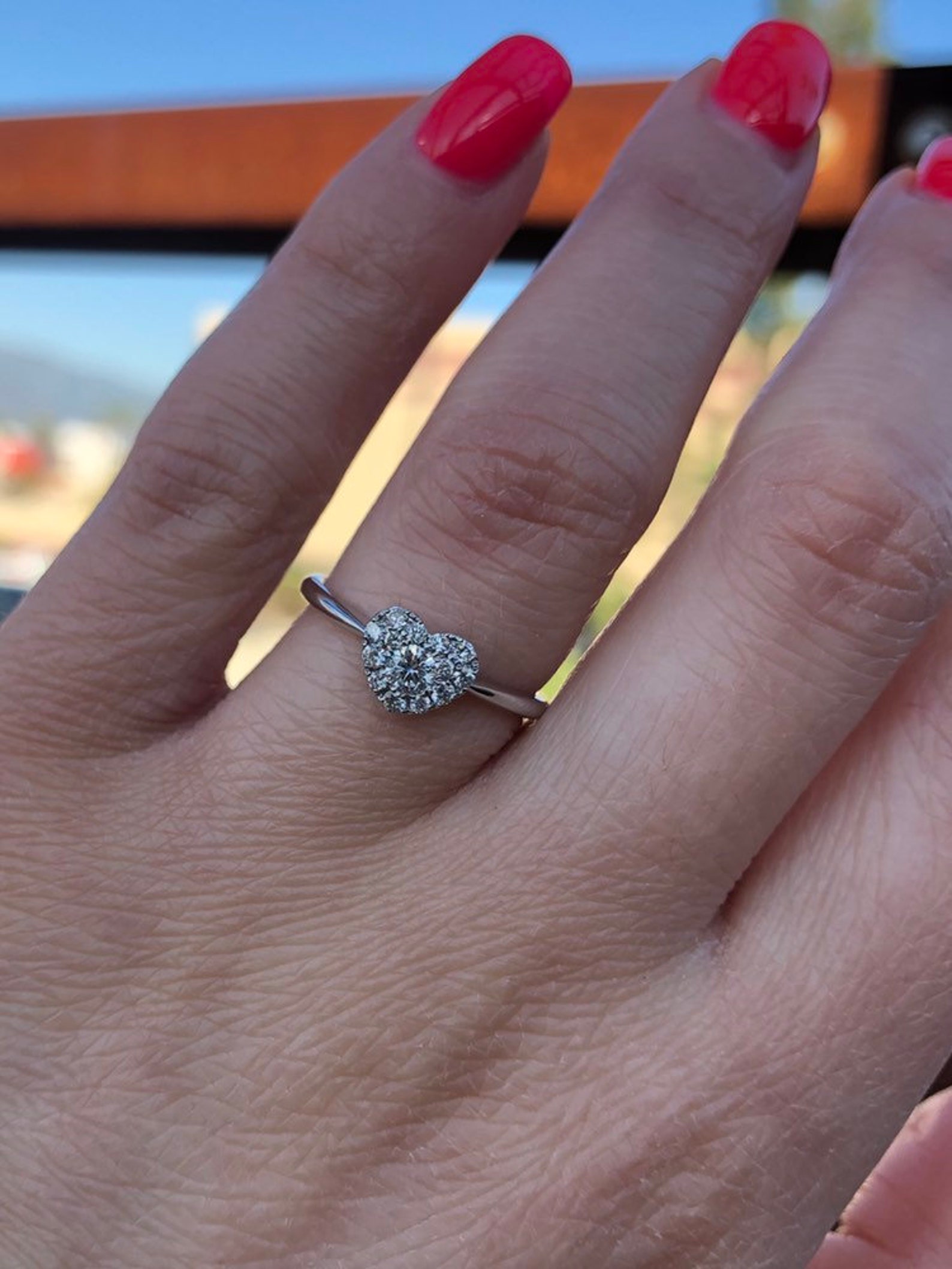 Diamond heart shape engagement ring. Diamond heart shape | Etsy