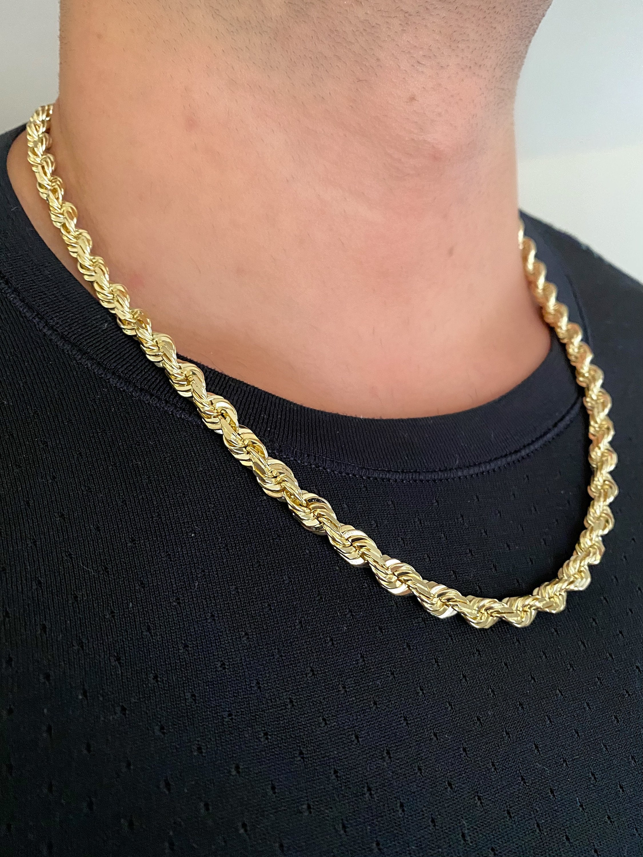 14k 8mm Solid Gold Rope Chain. Thick Heavy Solid Rope Chain. Mens ...