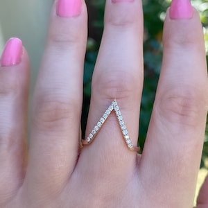14k Deep V Diamond Ring. V Diamond Ring. Stackable V Diamond Band ...