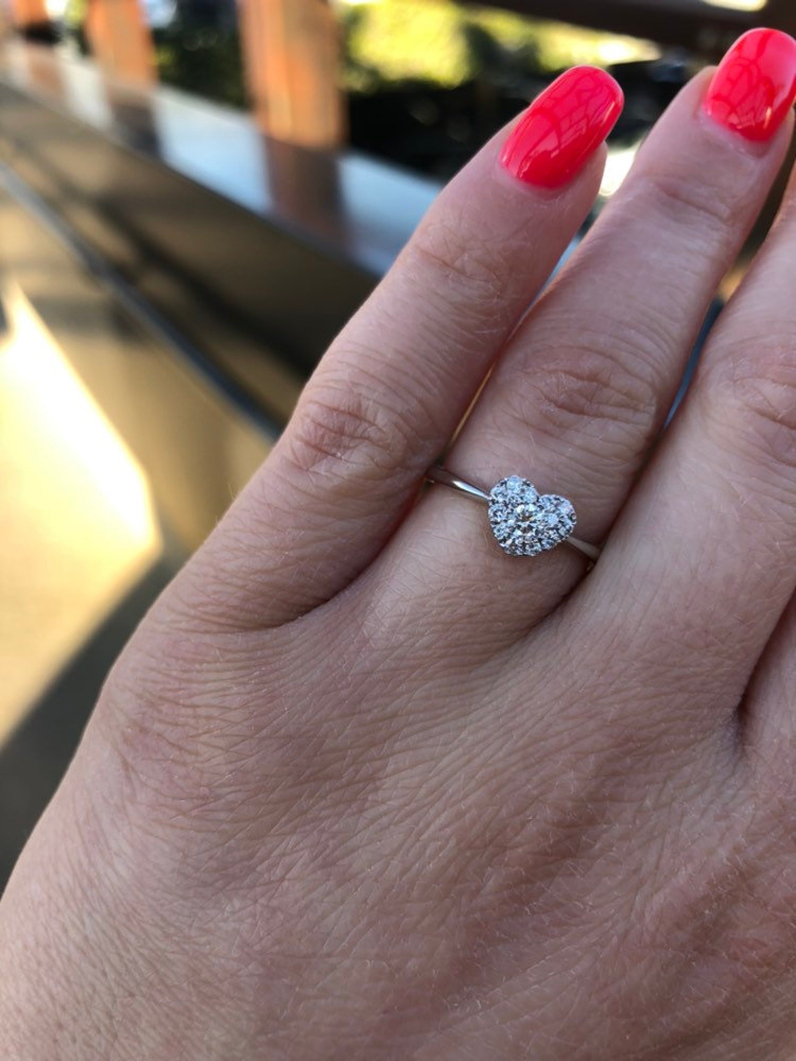 Diamond heart shape engagement ring. Diamond heart shape | Etsy