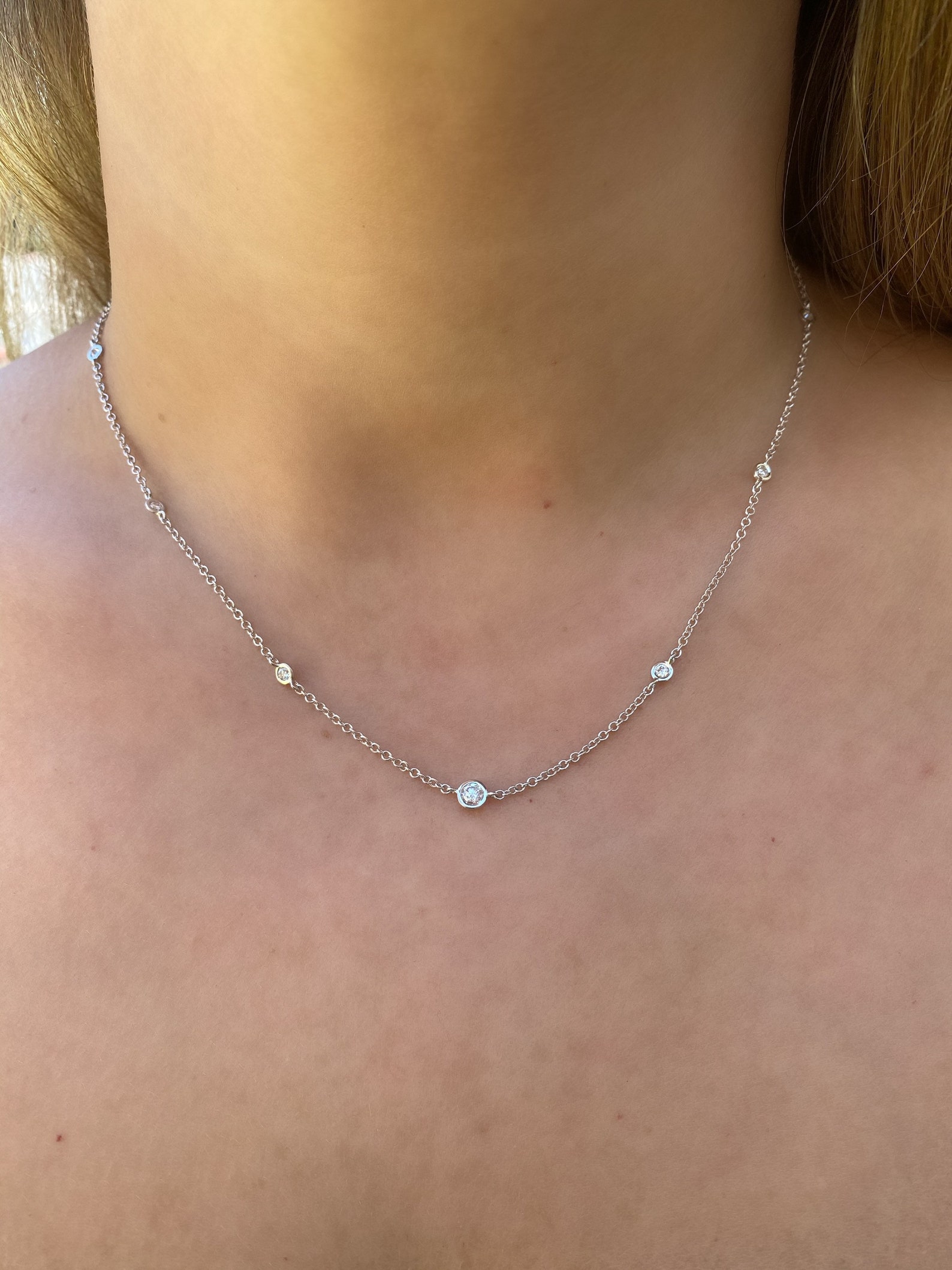 18 inch bezel floating diamond chain. Stackable diamond | Etsy