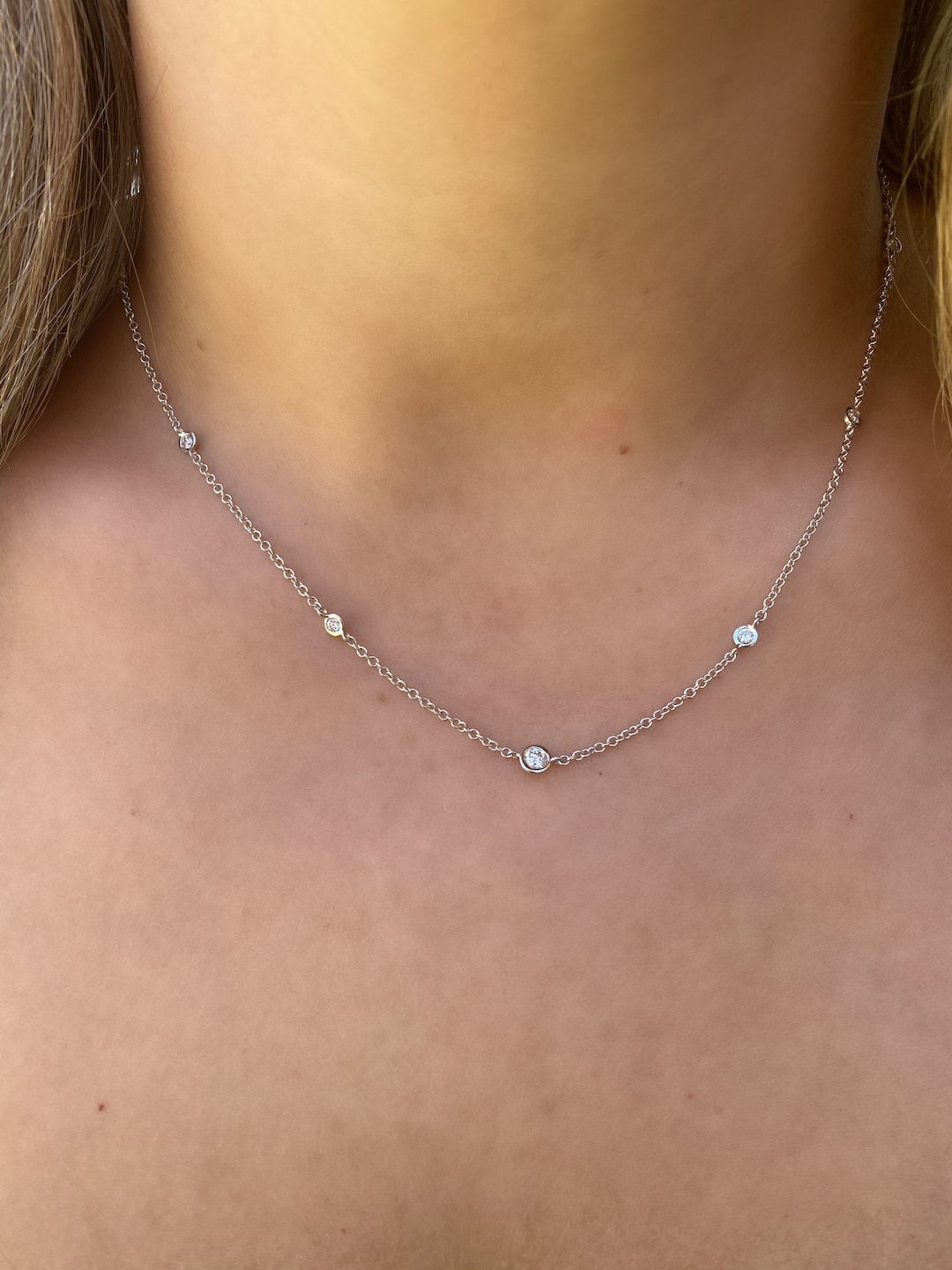 18 Inch Bezel Floating Diamond Chain. Diamonds by the Yard. Stackable ...