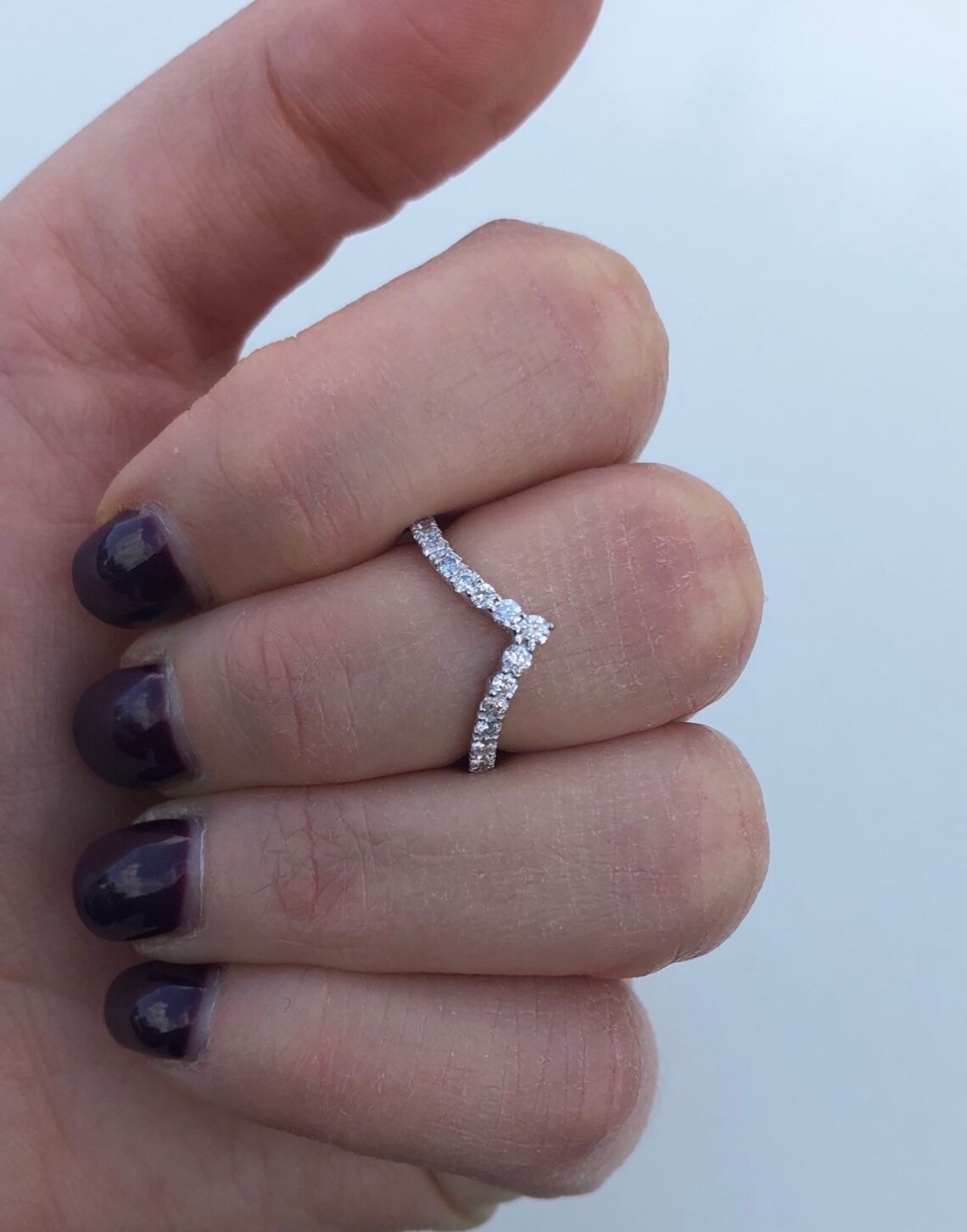 Classic V Wedding Band. V Diamond Band. Wedding Ring. Stackable Band ...