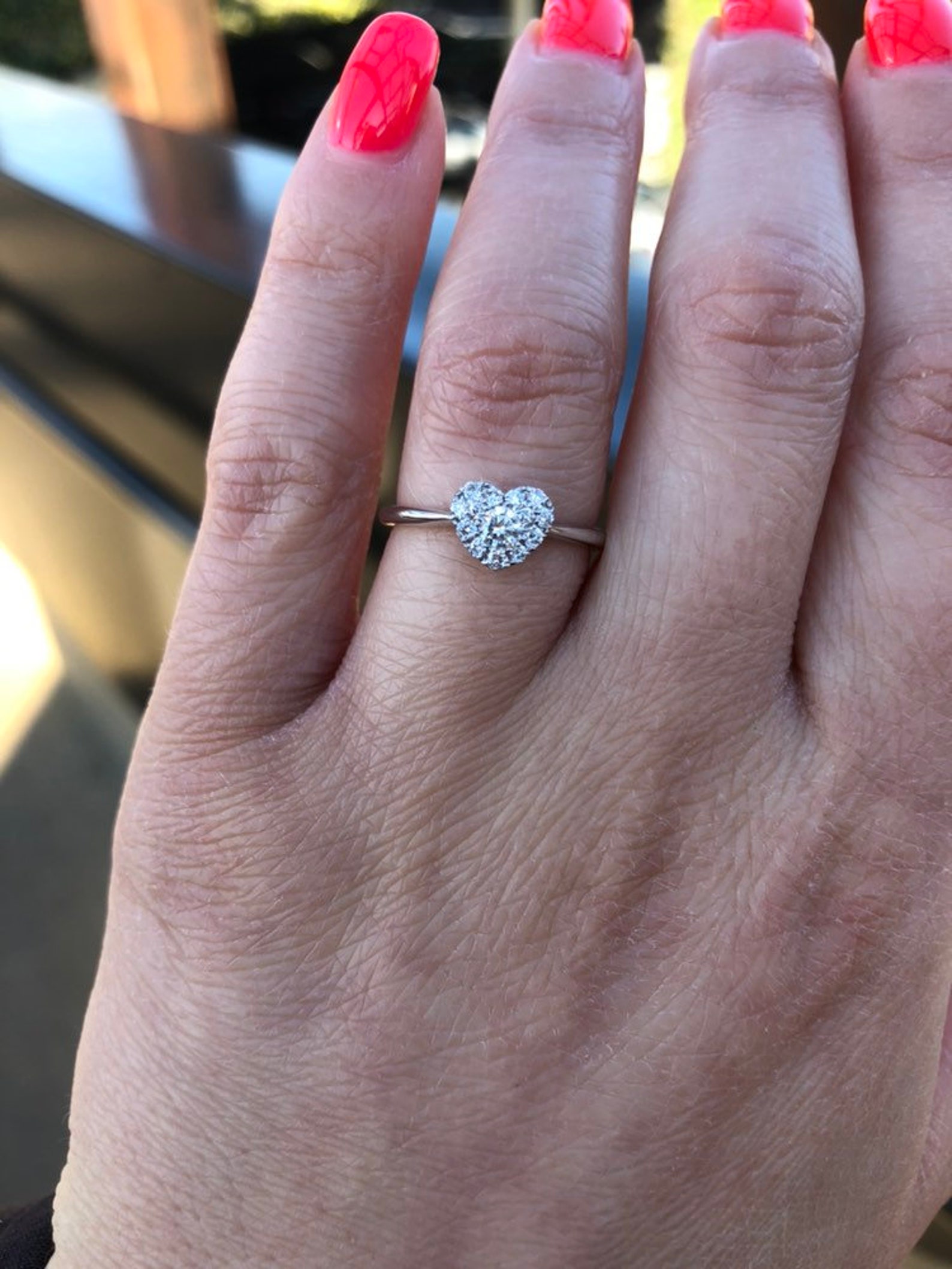 Diamond heart shape engagement ring. Diamond heart shape | Etsy