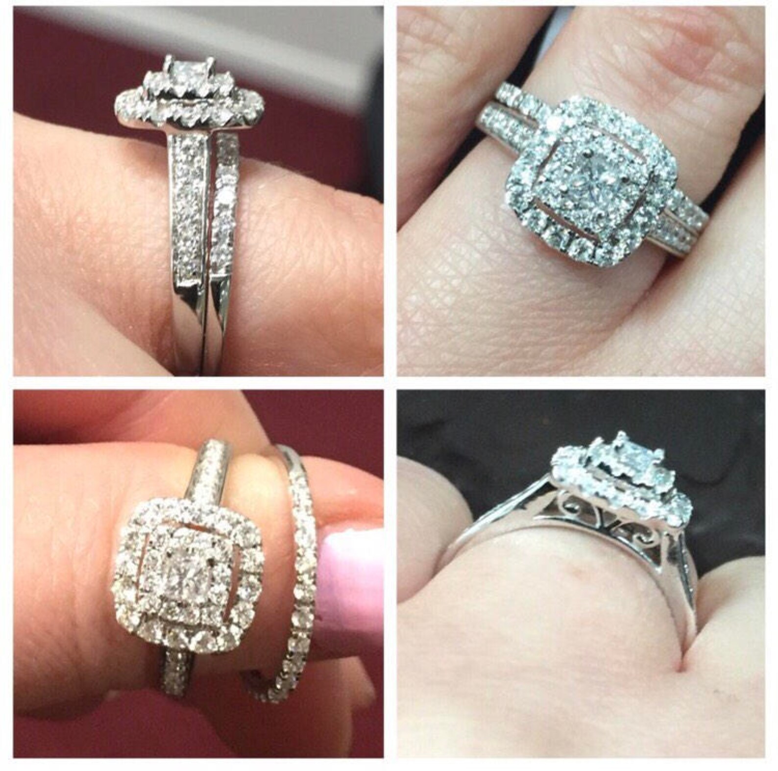 Double Halo Princess Cut Wedding Set. Princess Cut Engagement Ring ...