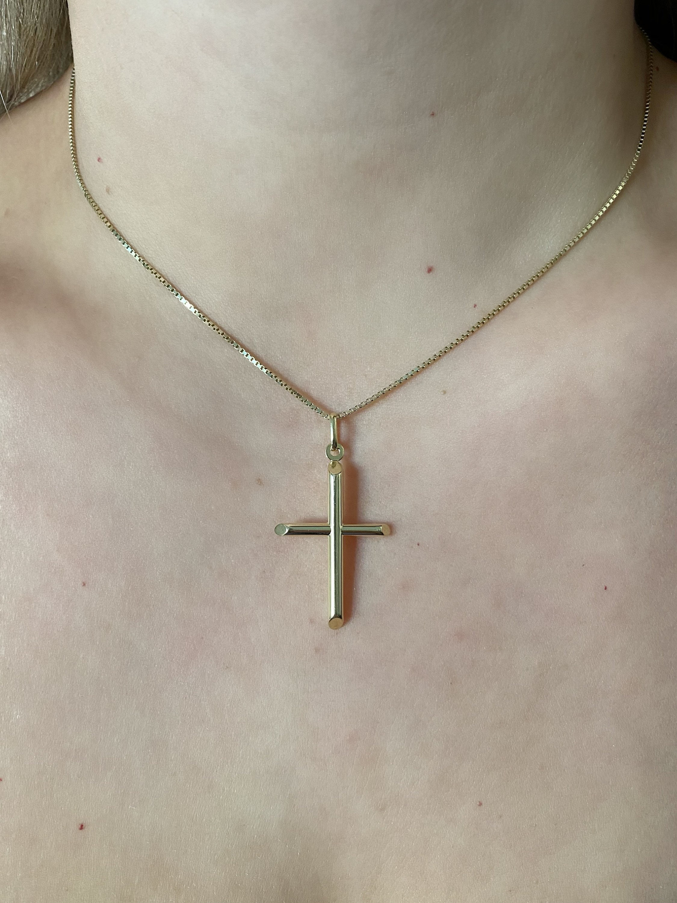 14k Cross necklace. Genuine gold Cross pendant. Plain gold | Etsy