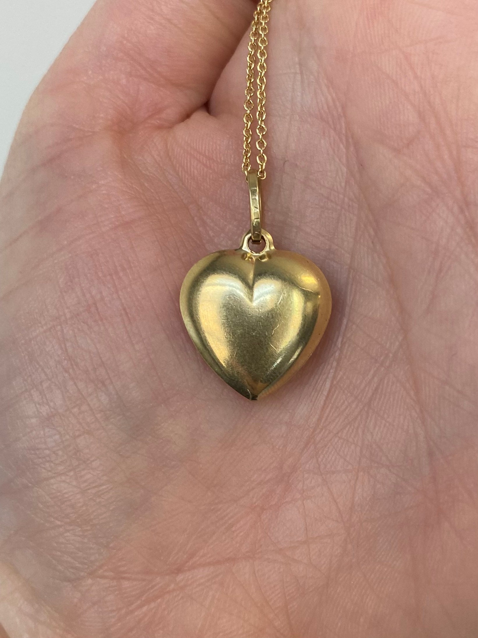 14k solid gold heart pendant. Puffy heart charm pendant. Love | Etsy