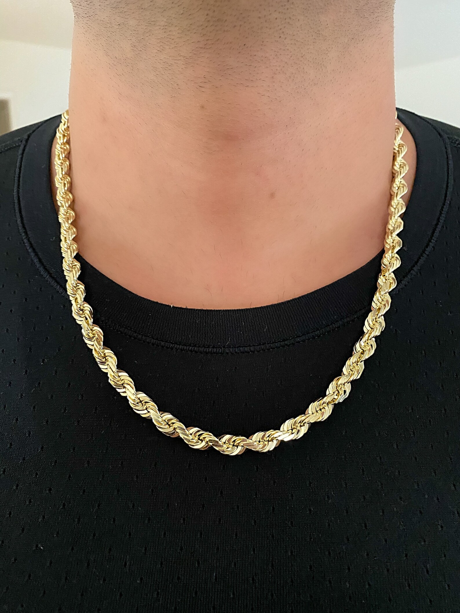 14k 8mm Solid Gold Rope Chain. Thick Heavy Solid Rope Chain. Mens ...