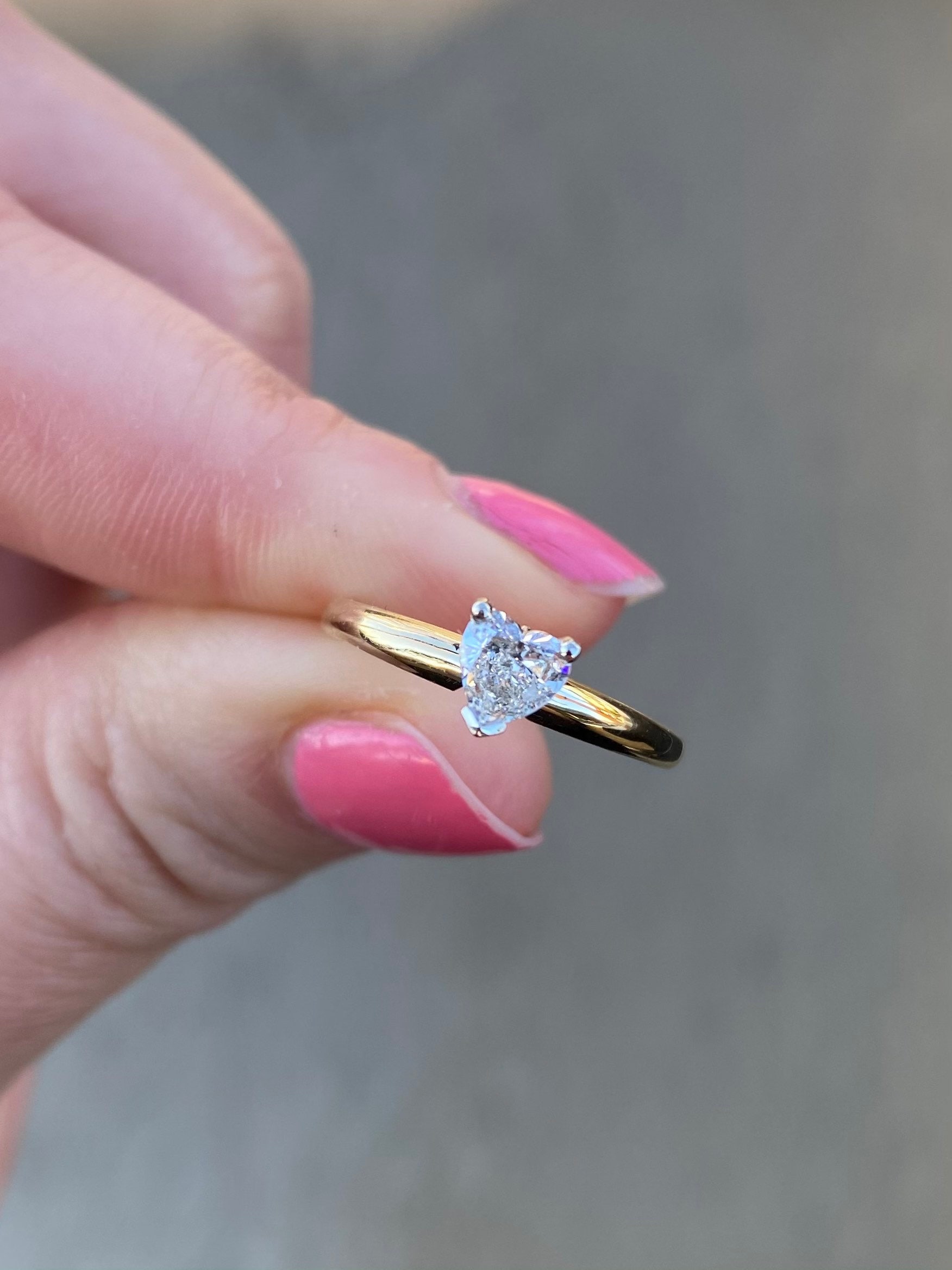14k Heart Shape Diamond Solitaire Ring. 1/3 of a Carat Single | Etsy