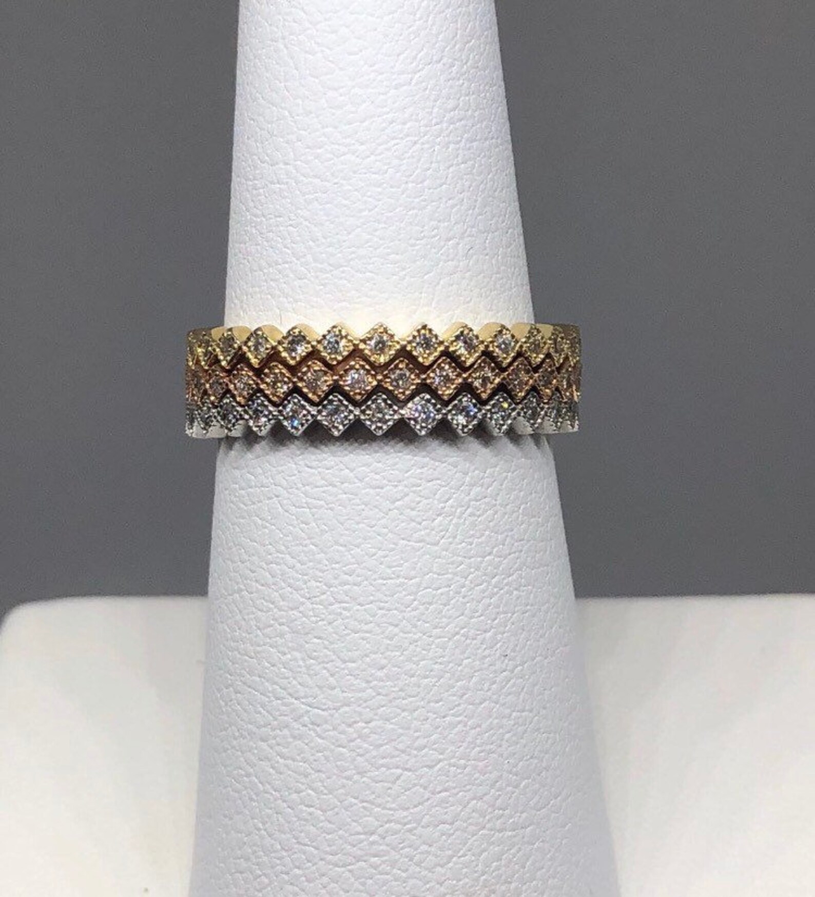 Tri-color Eternity Stackable Bands. Wedding Bands. Anniversary - Etsy