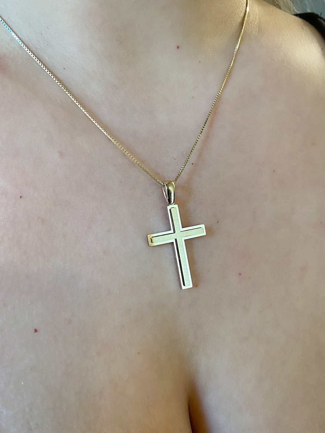 14k Matte Polished Simple Cross. Matte and High Polished Timeless Gold ...