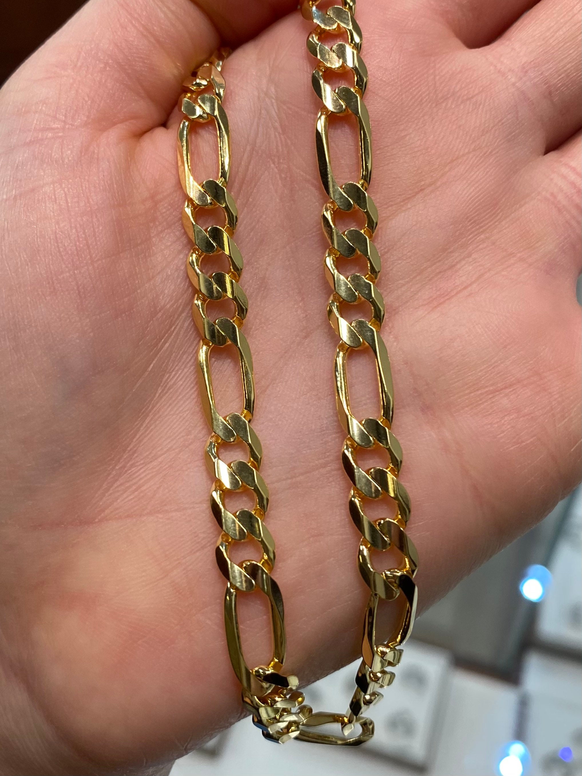 14k Solid Gold Diamond Cut Figaro Chain. 7mm Figaro Chain. | Etsy
