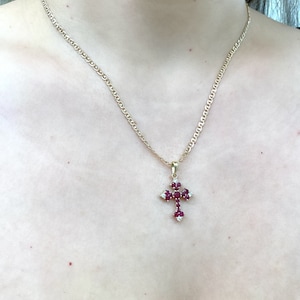 14k Genuine Ruby Cross Pendant. Real Diamond Cut Pigeon Blood Ruby ...