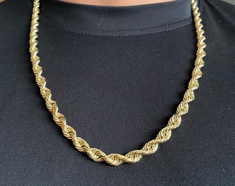 14k 6mm Solid Yellow Gold Rope Chain. Classic Rope Chain. Mens Gold Chain