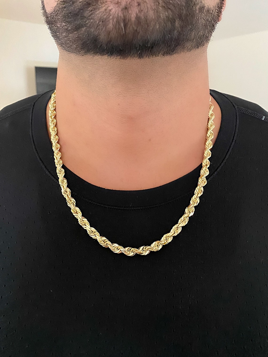 14k 8mm Solid Gold Rope Chain. Thick Heavy Solid Rope Chain. Mens ...