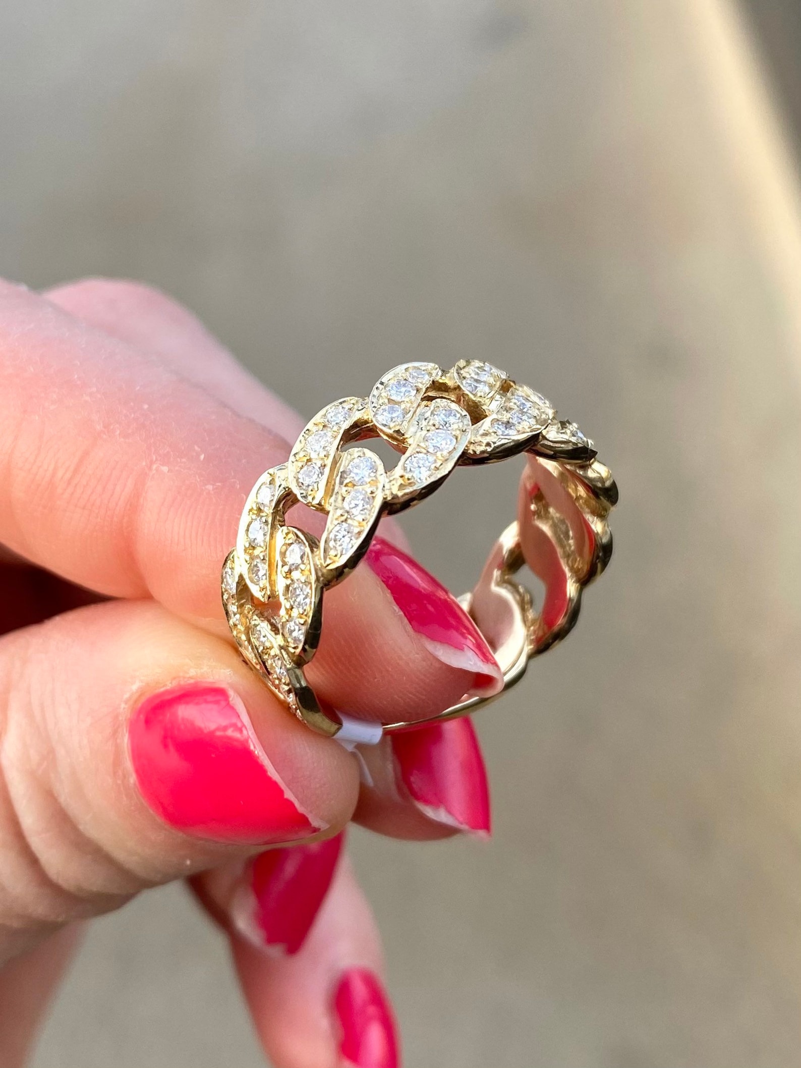 14k Miami Cuban Link Ring. 9mm Diamond Cuban Mens Band. Mens | Etsy