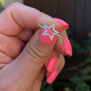 Star Design Diamond Ring. Stackable Star Diamond Ring. Anniversary Gift ...