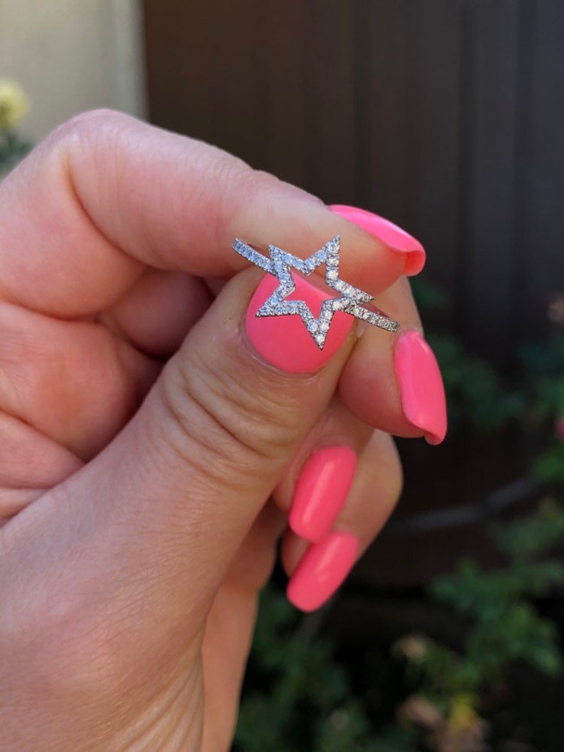 Star Design Diamond Ring. Stackable Star Diamond Ring. Anniversary Gift ...