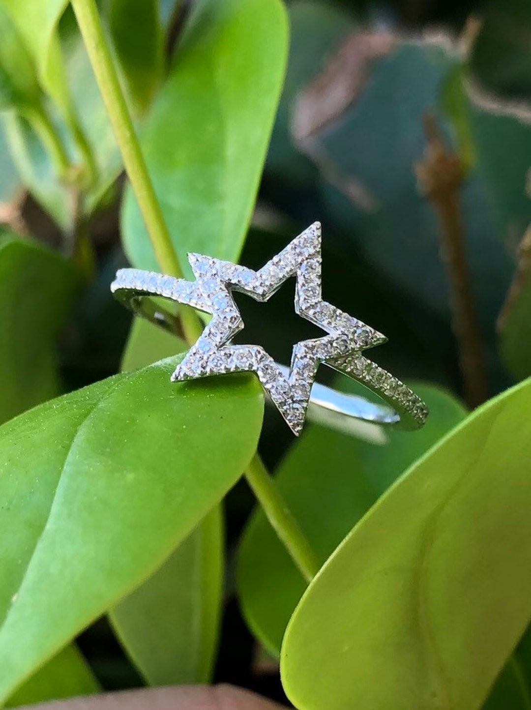Star Design Diamond Ring. Stackable Star Diamond Ring. Anniversary Gift ...