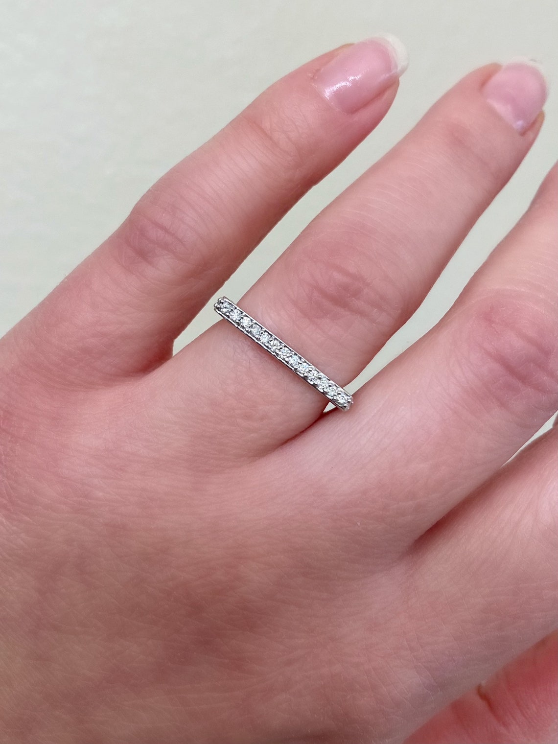 Square shape round diamond band. Wedding ring. Stackable | Etsy