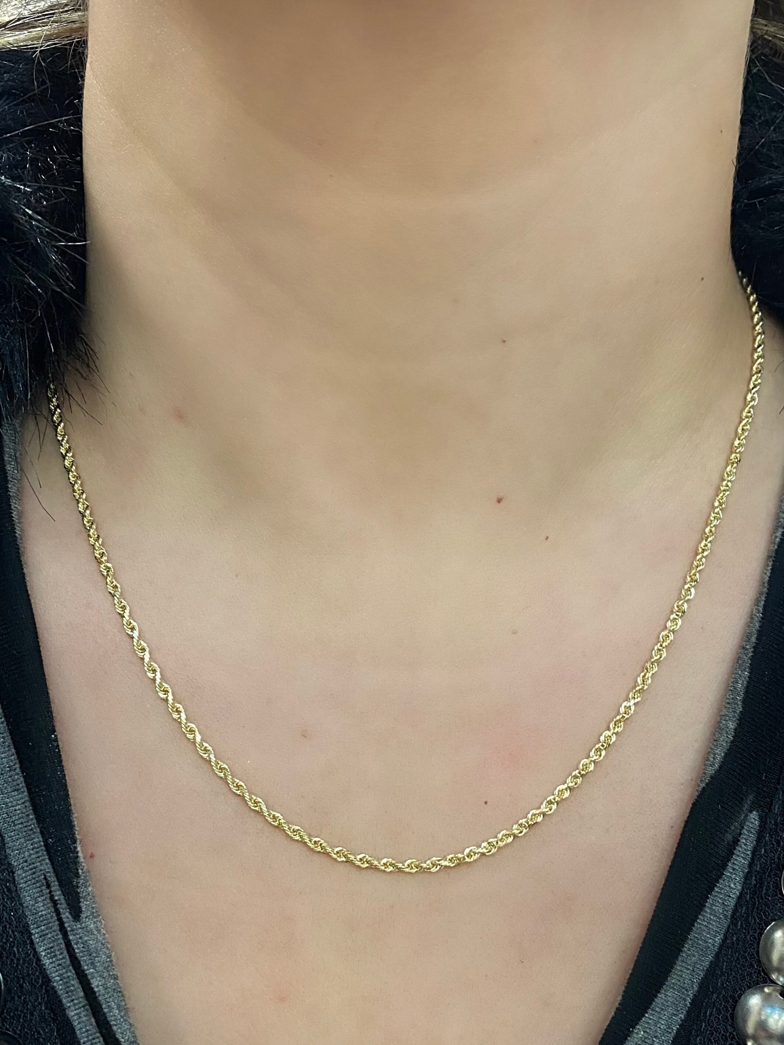 14k 2mm Rope Chain. 14k Solid Yellow Gold Rope Chain. 16-24 Inch Rope ...
