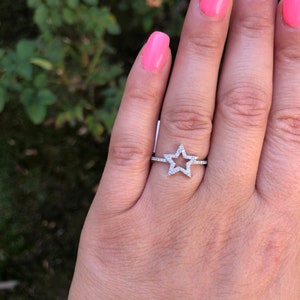 Star Design Diamond Ring. Stackable Star Diamond Ring. Anniversary Gift ...