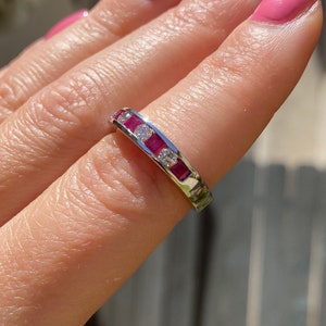 Ruby Channel Set Diamond Band. Ruby Princess Cut and Round Diamond ...