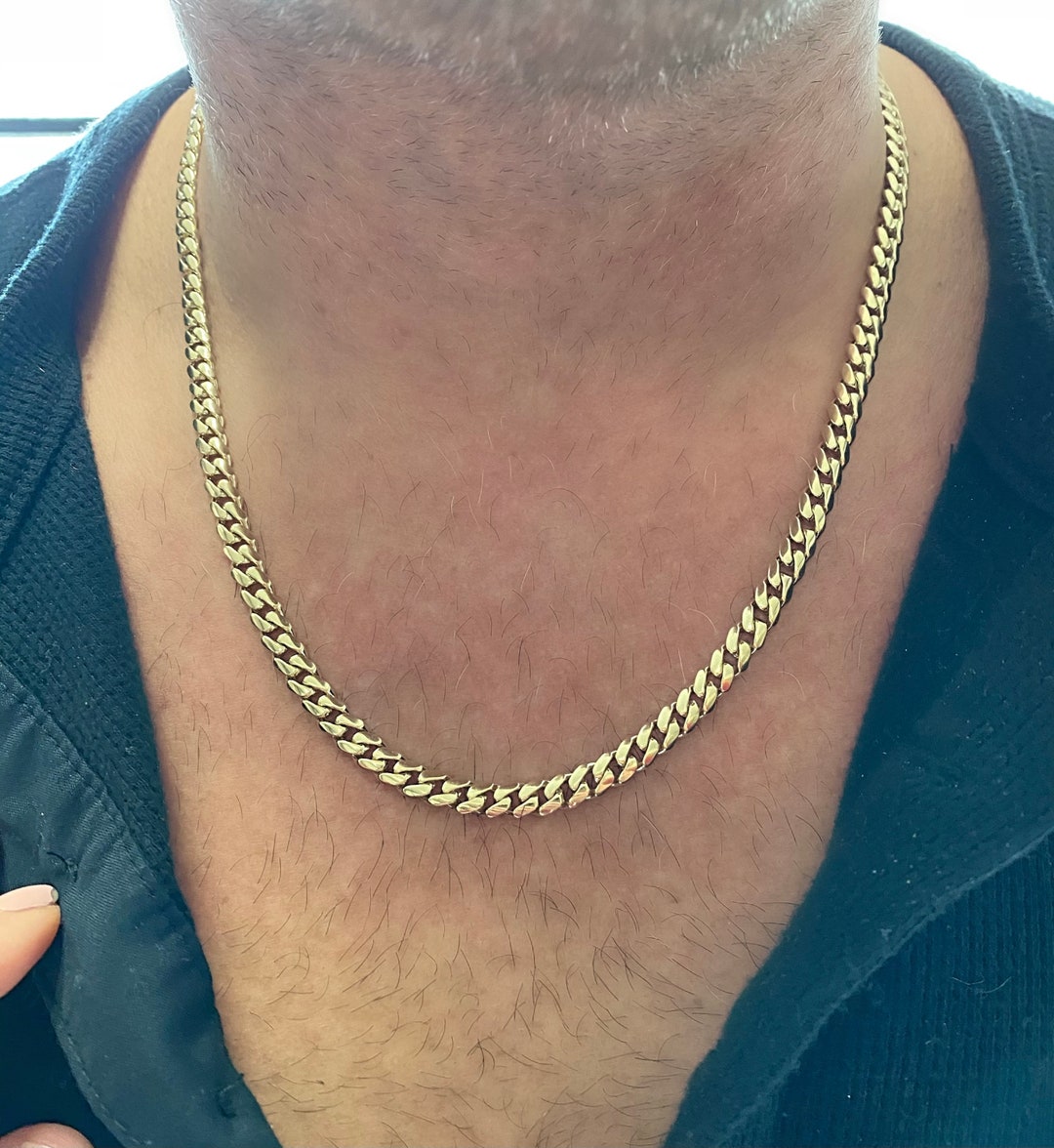 14k Miami Cuban Gold Link Chain. 6.5mm Miami Cuban Chain. Real Gold ...