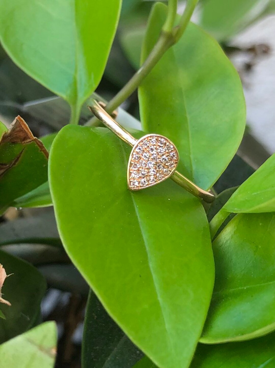 Pear Shape Pave Diamond Promise Ring. Cluster Diamond Pear Shape ...