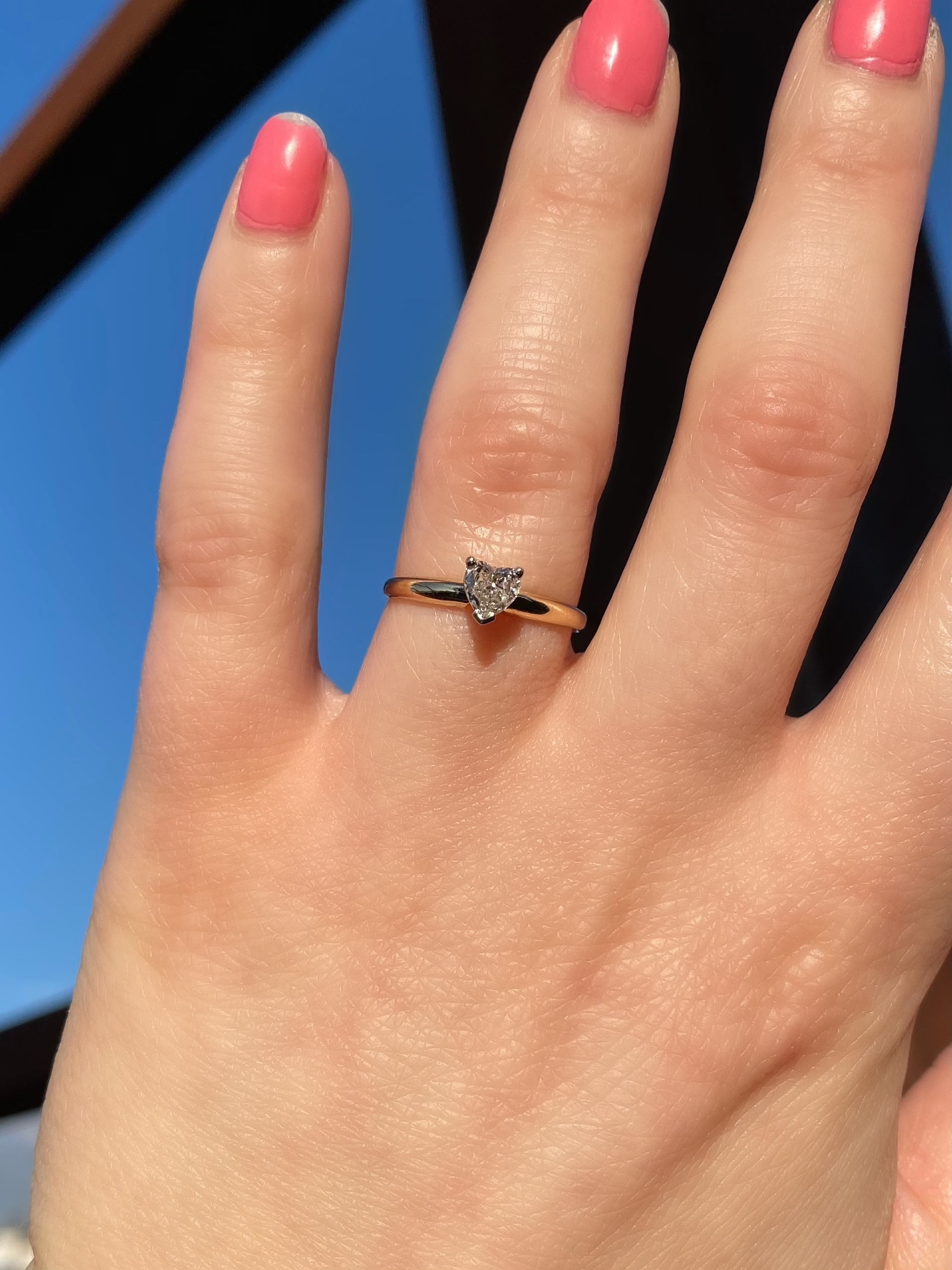 14k Heart Shape Diamond Solitaire Ring. 1/3 of a Carat Single | Etsy