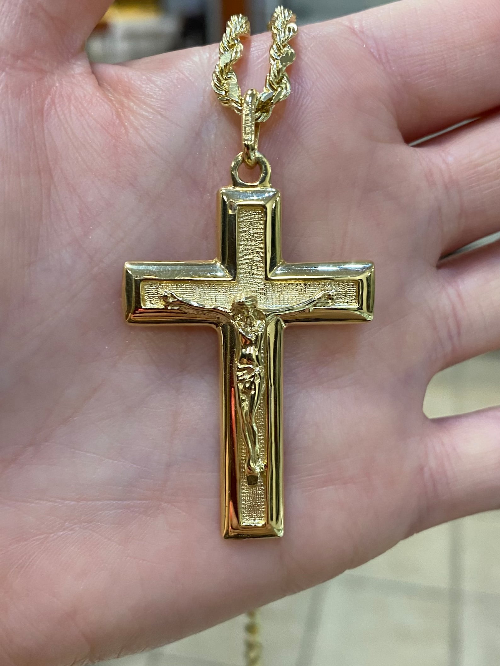 14k Italian Gold Mens Crucifix Cross Pendant. 14k Gold Mens - Etsy