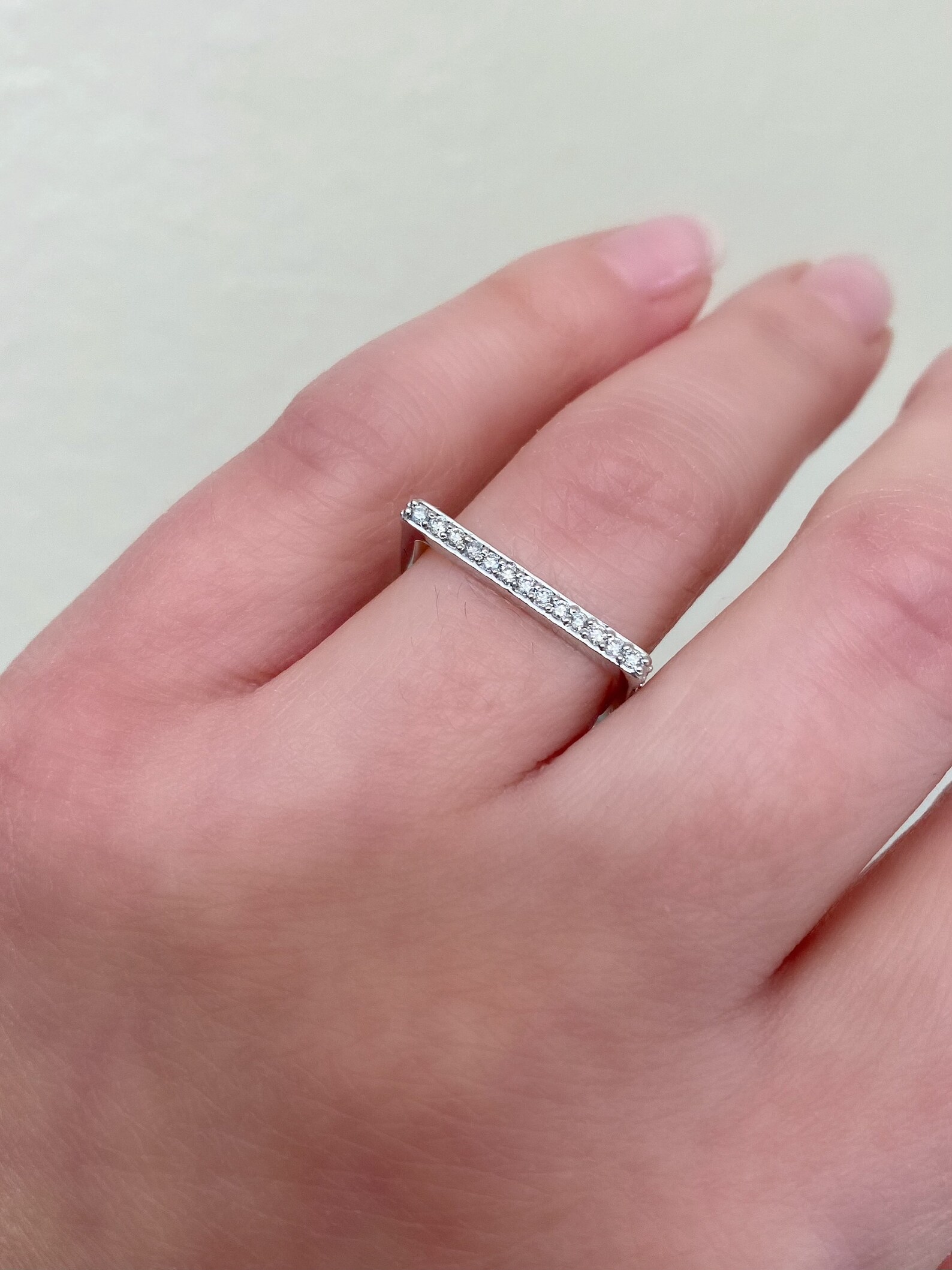 Square shape round diamond band. Wedding ring. Stackable | Etsy