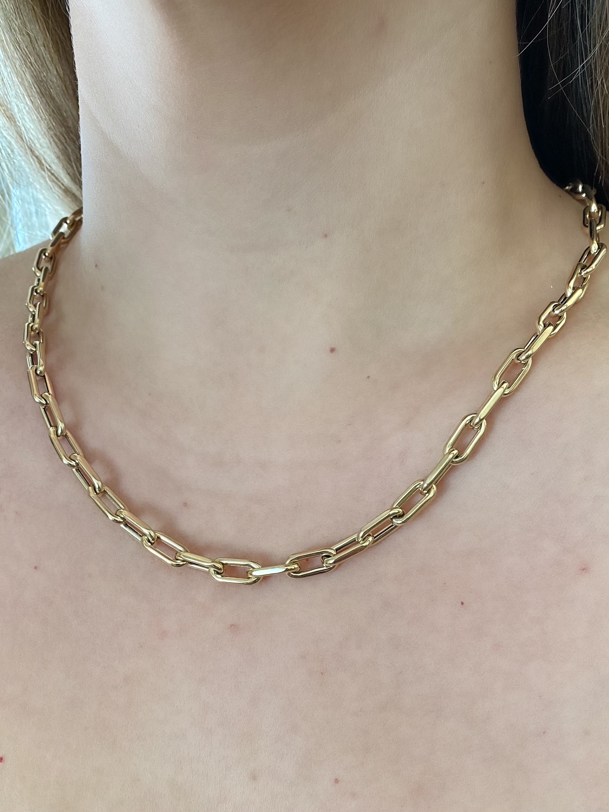 14k Paper Clip Gold Chain. Trendy Real Gold Paper Clip Link | Etsy