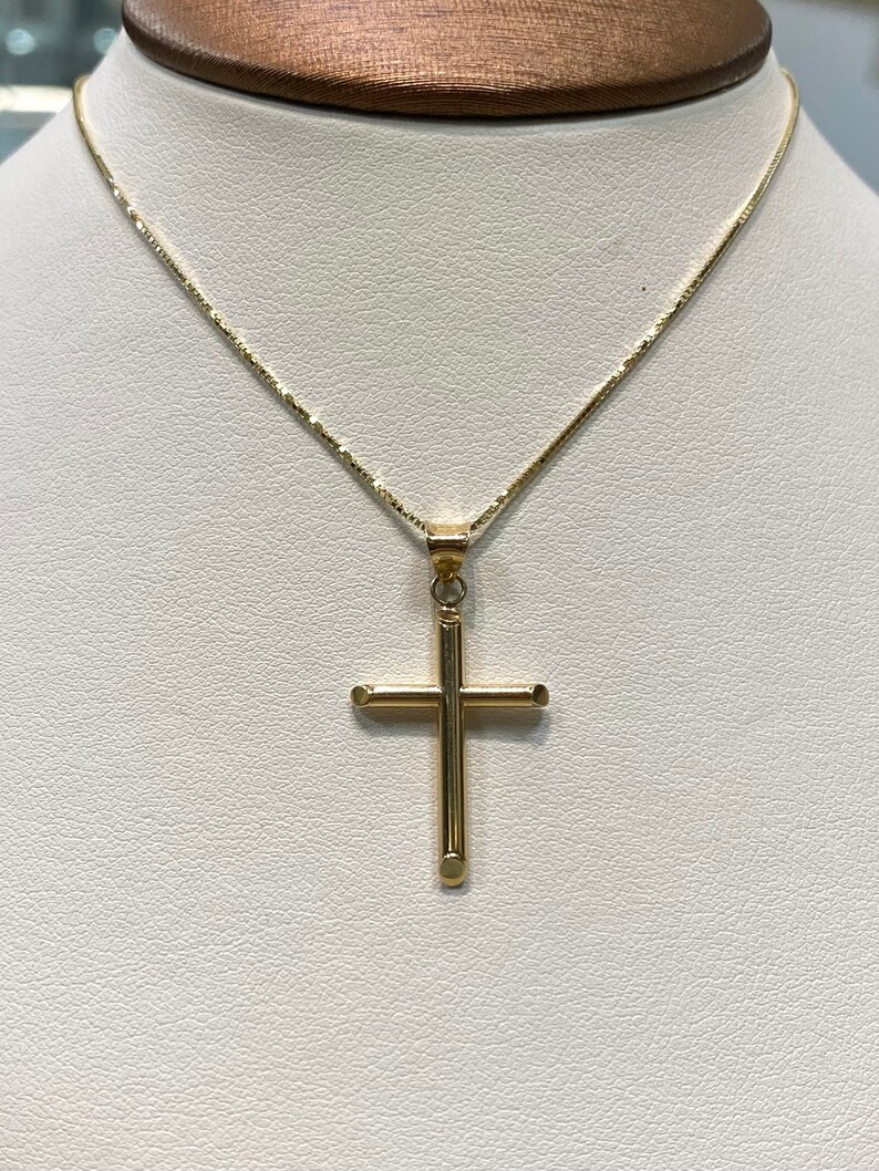 14k Gold Cross Pendant. 1 Inch Gold Cross Necklace. Layering Jewelry ...