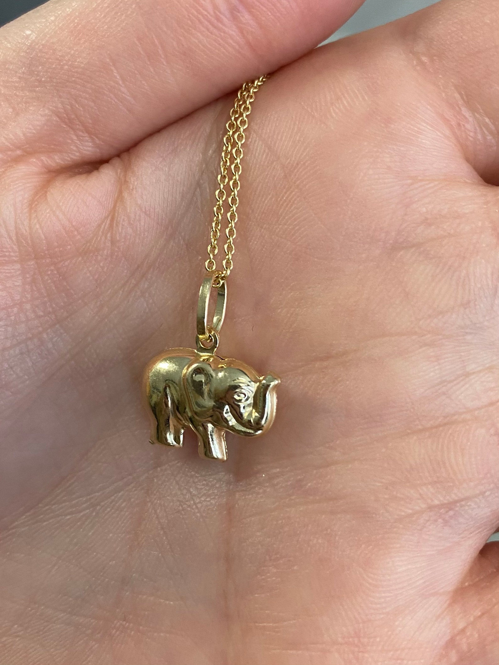 14k Solid Gold Elephant Pendant. Good Luck Charm. Animal - Etsy