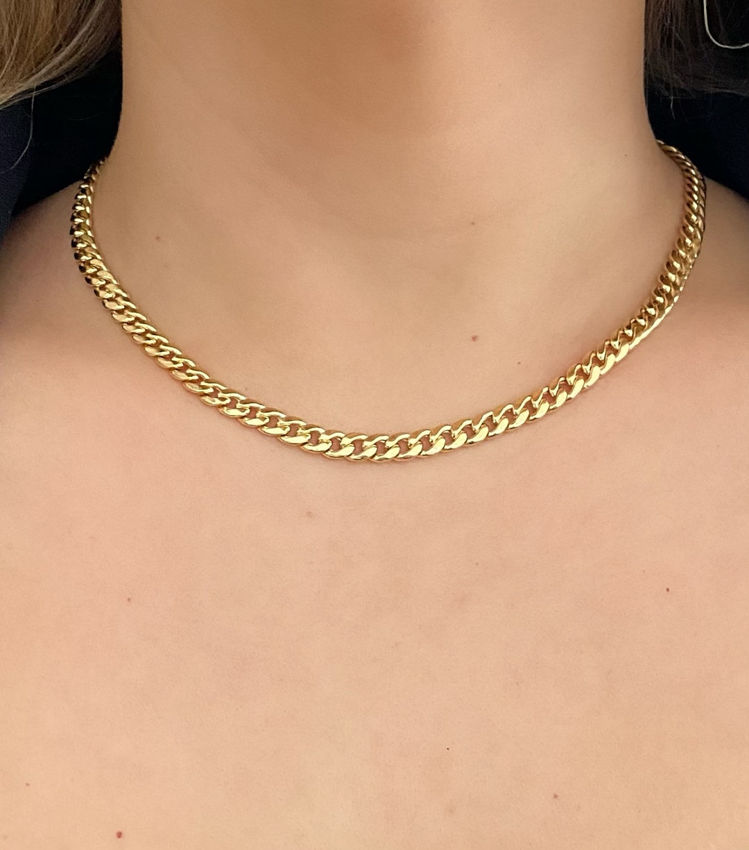 14k Miami Cuban Chain. 6mm Miami Cuban Real Gold Chain. Long Layering ...