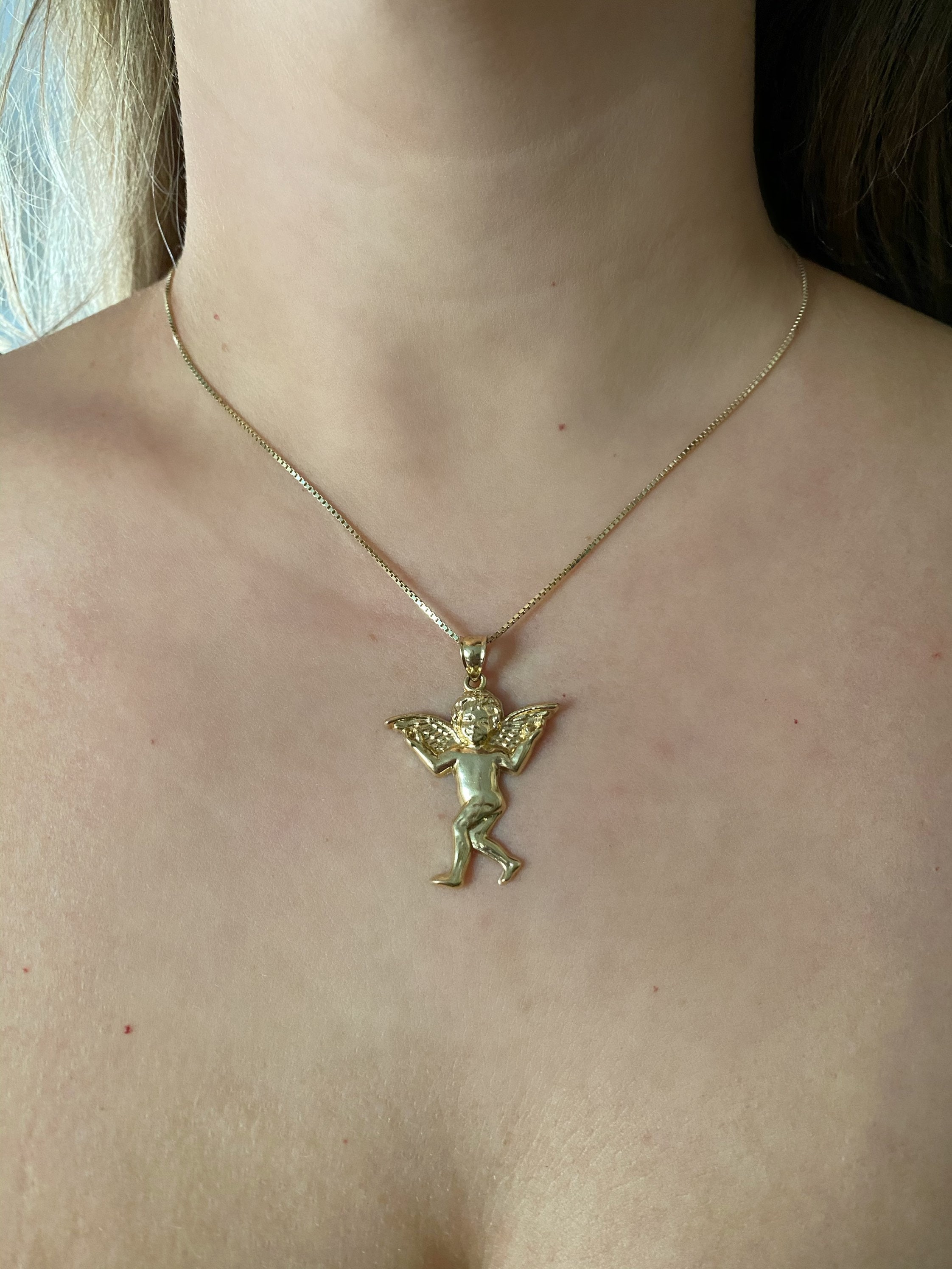 Guardian Angel Gold Pendant. 14k Real Gold Angel Pendant. - Etsy