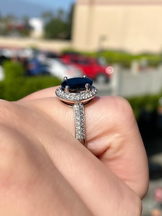 Oval Ceylon Sapphire Halo Diamond Ring. Vintage Platinum Diamond Ring. Genuine Ceylon Sapphire in a Vintage Design Setting. Engagement ring. Etsy
