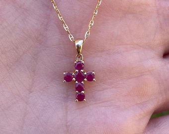 Ruby Gold Cross - Etsy