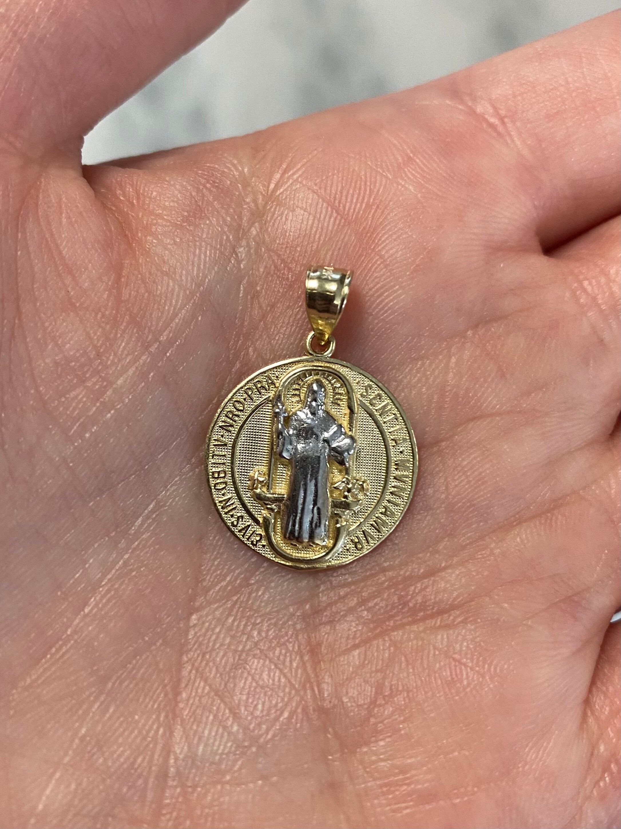 14k Solid Gold Saint Benedict Medallion. CSSML Cross Gold - Etsy