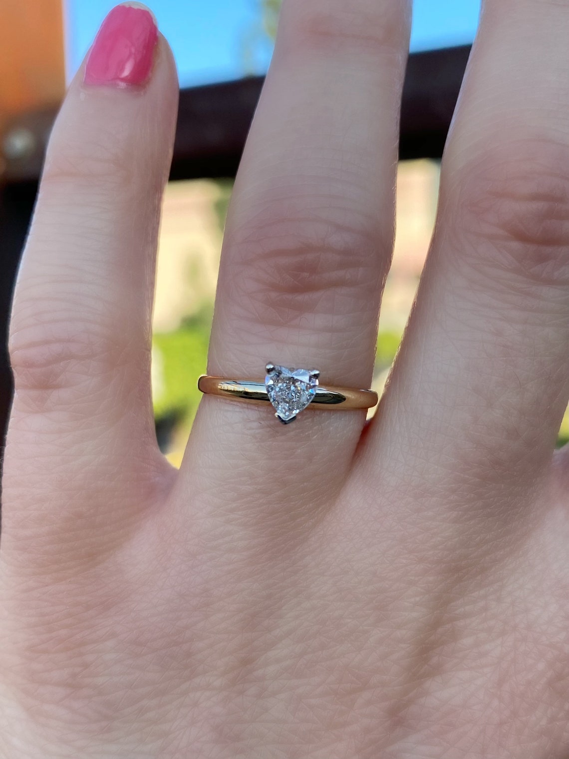 14k Heart Shape Diamond Solitaire Ring. 1/3 of a Carat Single | Etsy