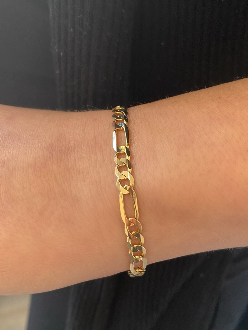 14k Ladies Figaro Link Bracelet. 5mm Figaro Style Genuine Gold - Etsy
