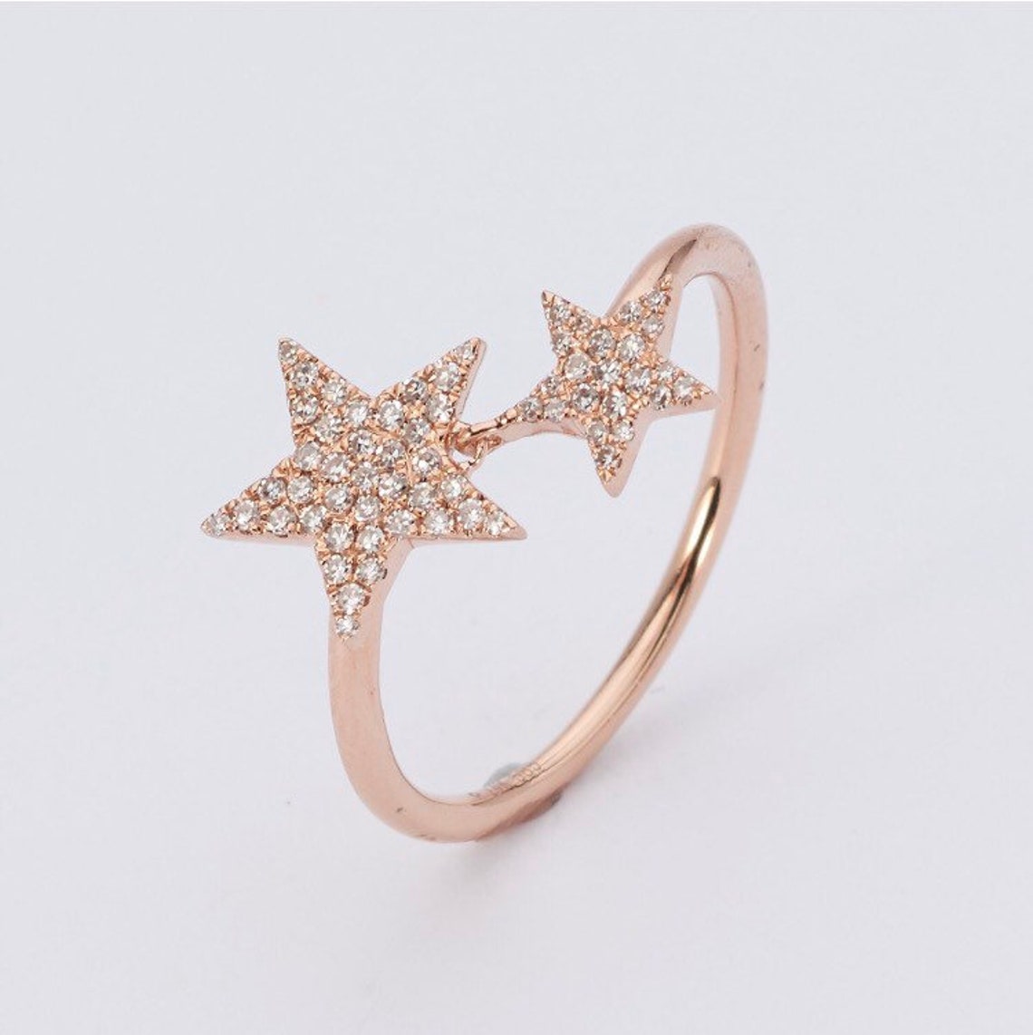 Star Diamond Fashion Ring. Double Star Statement Ring. - Etsy