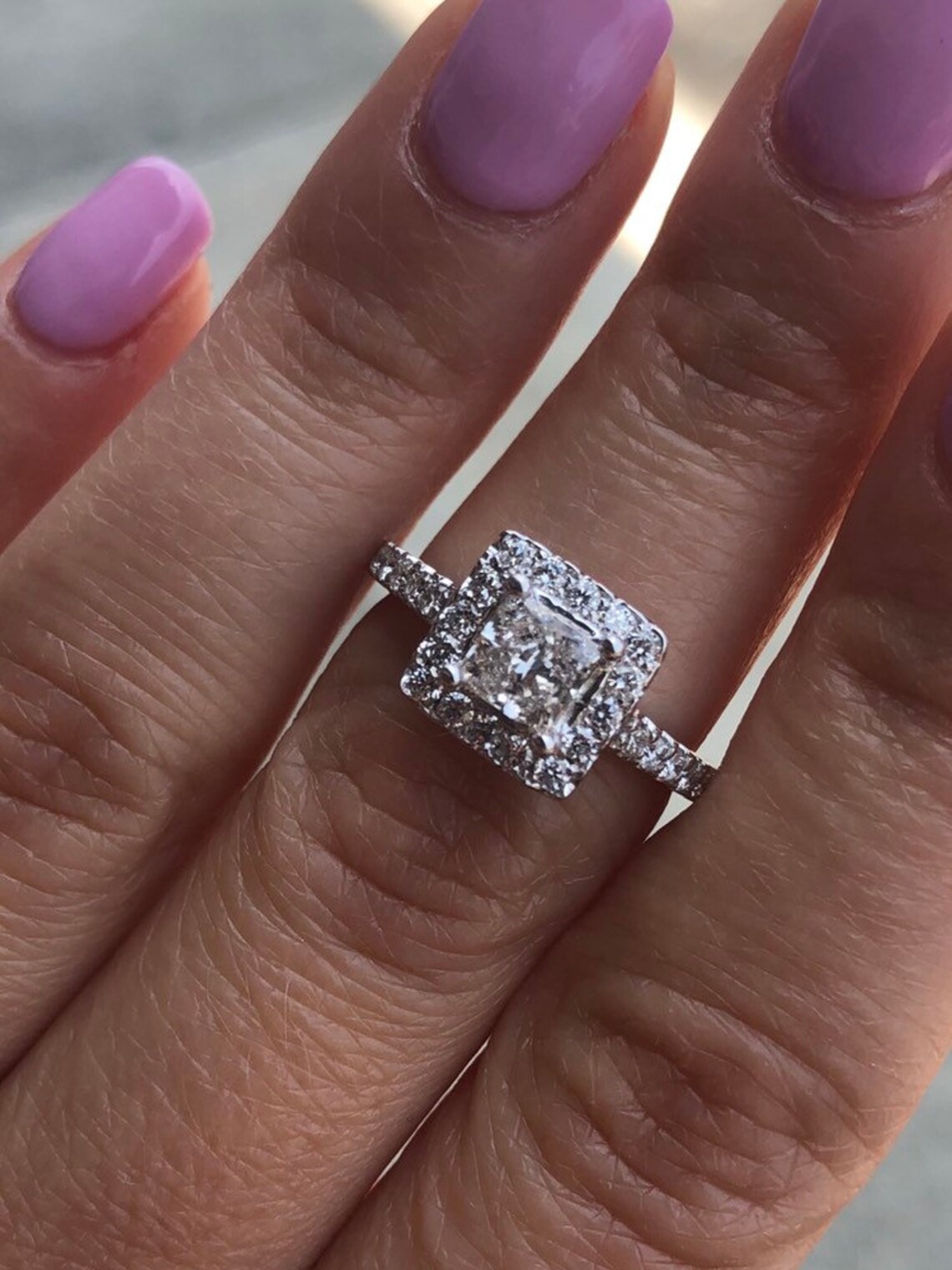 Princess Cut Halo Diamond Ring. Princess Cut Engagement Ring ...