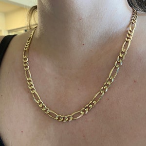 14k Solid Gold Diamond Cut Figaro Chain. 7mm Figaro Chain. Real Gold ...