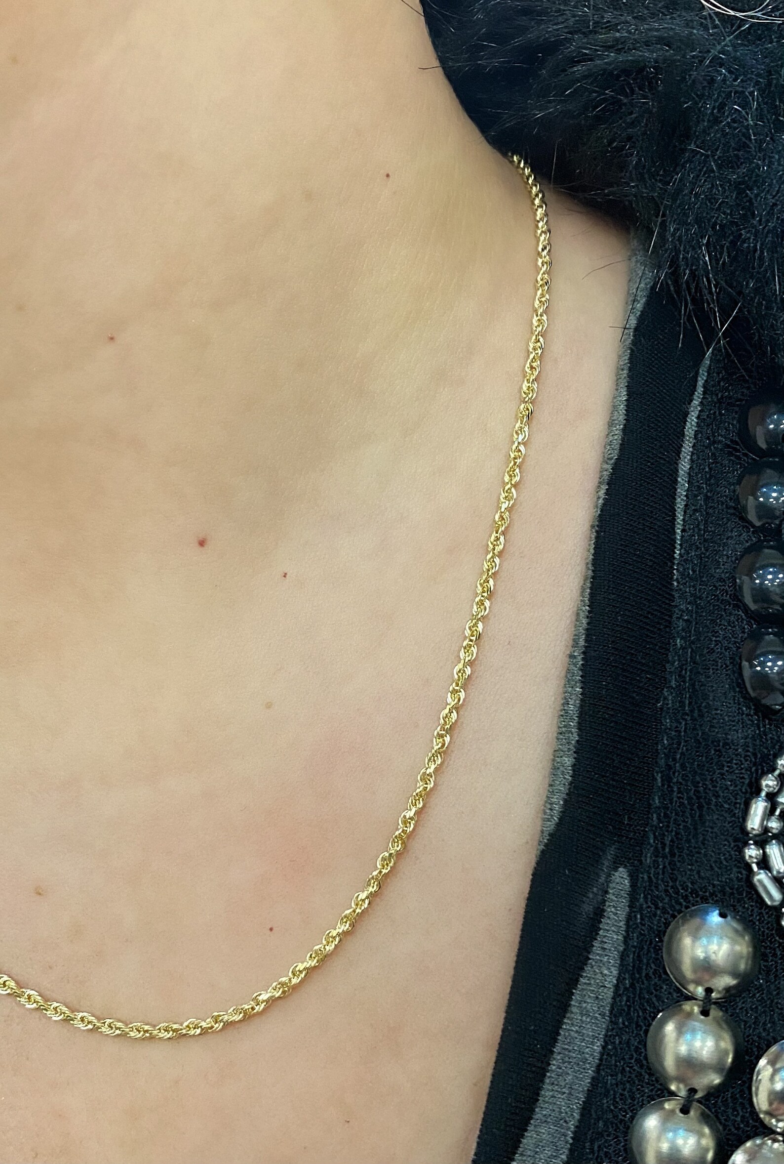 14k 2mm Rope Chain. 14k Solid Yellow Gold Rope Chain. 16-24 Inch Rope ...