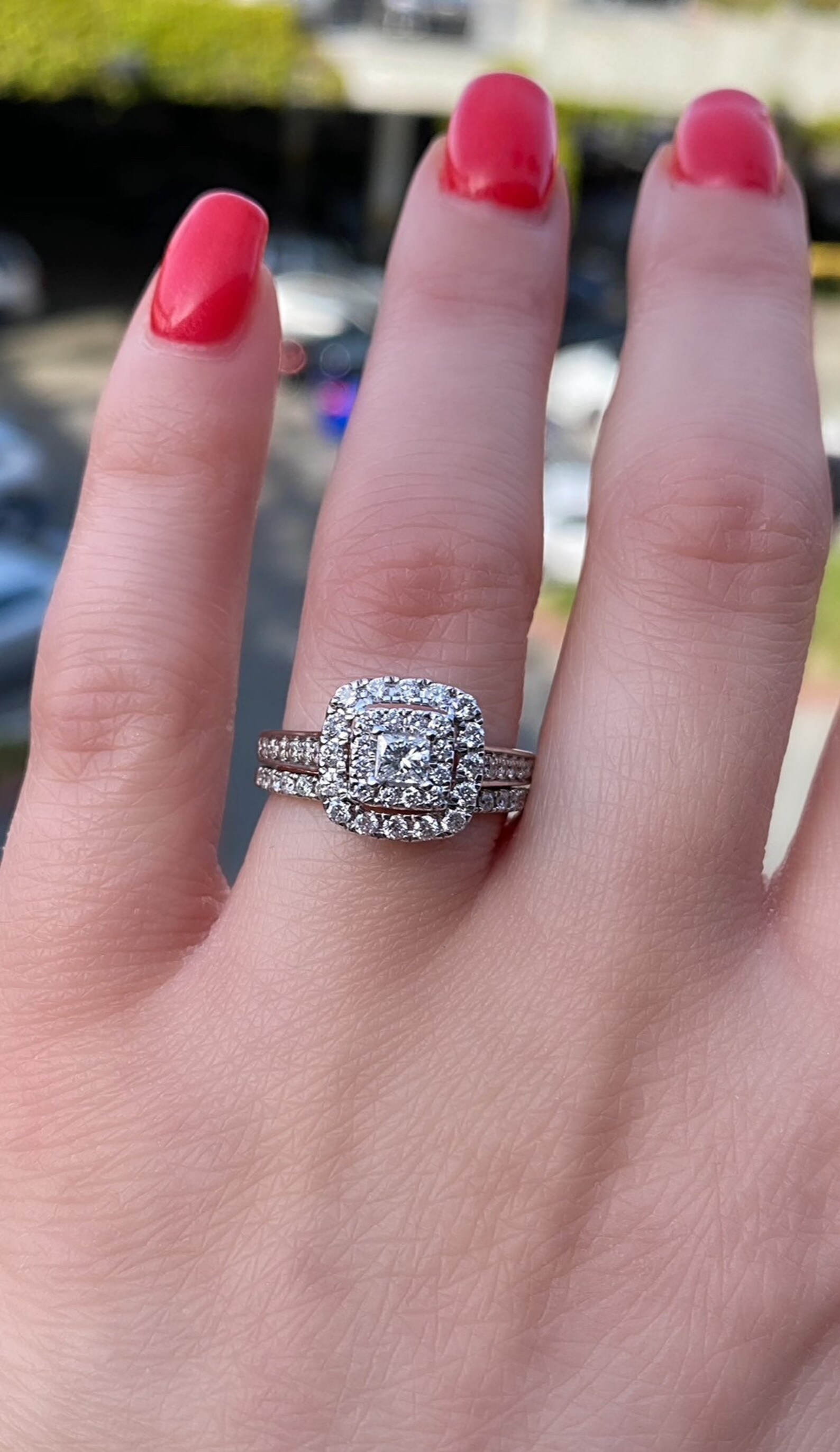 Double Halo Princess Cut Wedding Set. Princess Cut Engagement Ring ...