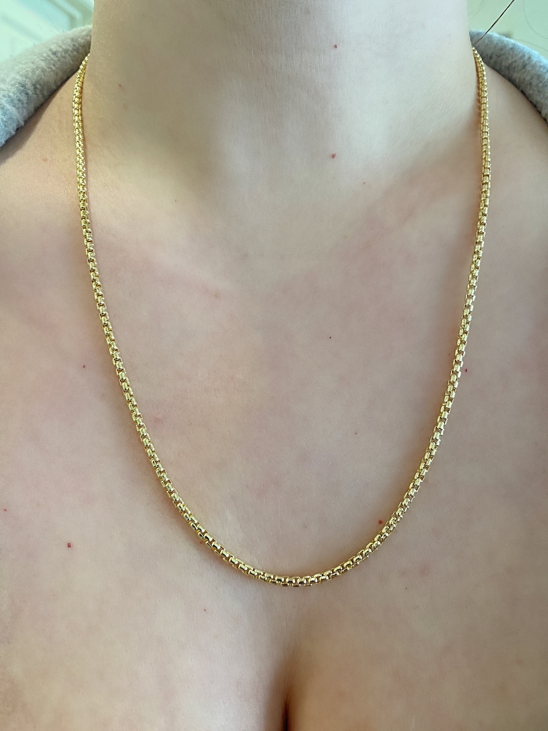 14k Round Box Chain. Solid Gold 2.5mm Round Box Chain. Unisex Gold ...