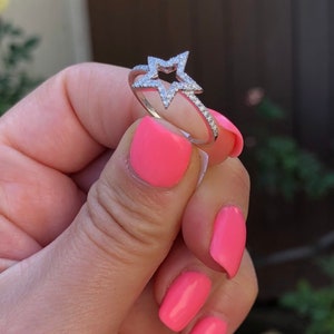 Star Design Diamond Ring. Stackable Star Diamond Ring. Anniversary Gift ...